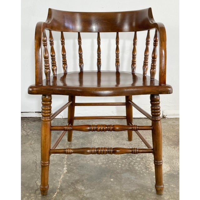 Vintage Wood Saloon Style Bankers Chair | Chairish
