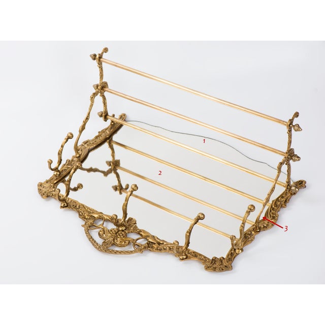 Vintage Spanish Wall Mounted Brass Shelf and Coat Rack With Mirror ...