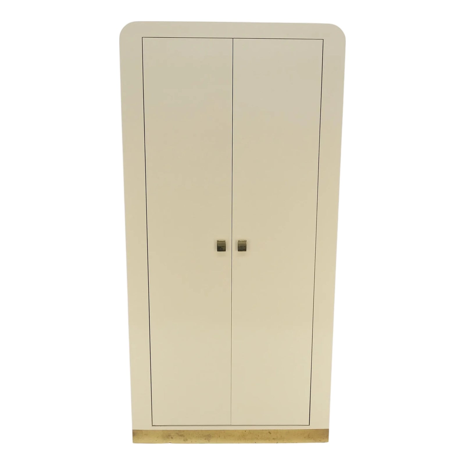1970s Beige Formica Tall Double Door Linens Cabinet Three Drawer ...