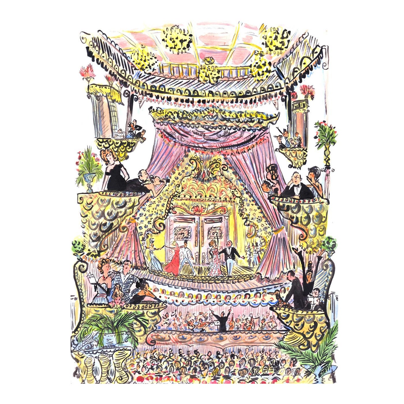 "Evening at the Opera" Contemporary Original Whimsical Print by Pauline ...