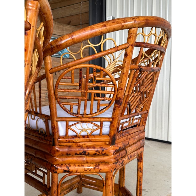 Mid-20th Century Chinoiserie Chippendale Tortoise Bamboo New Upholstery ...