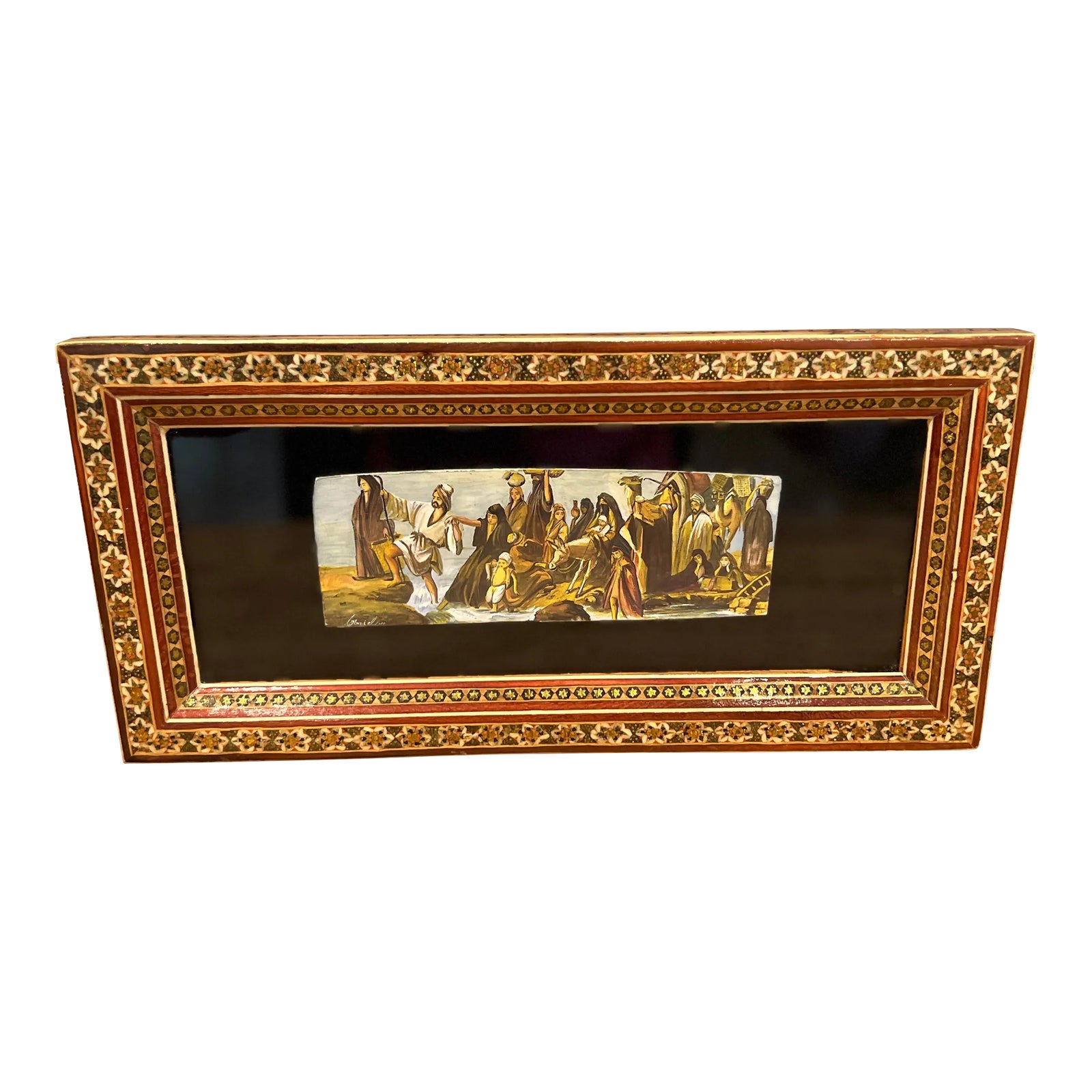 Vintage Persian Handmade Khatam Frame W/ Moses Crossing | Chairish