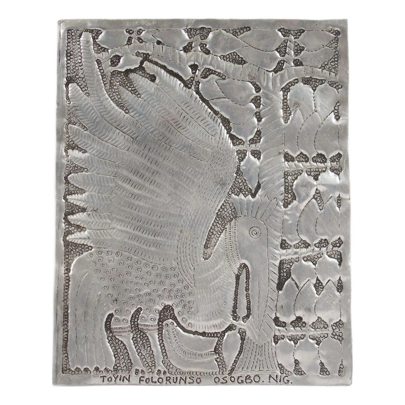 Chased Aluminum Relief Panel With Bird by Toyin Folorunso | Chairish