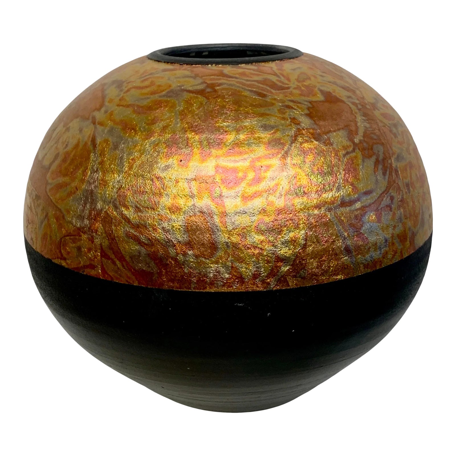 1980s Southwestern Ceramic Raku Vase by Michael Weinberg | Chairish