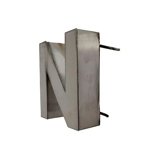 Vintage Stainless Steel Letter N | Chairish