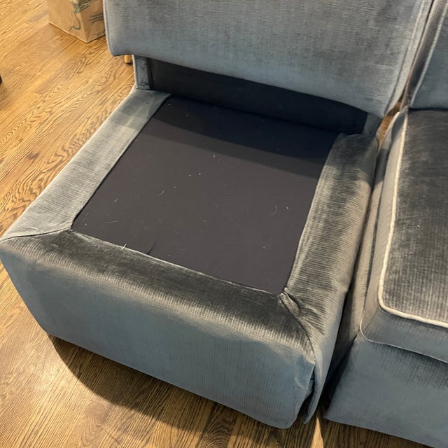 Pair of Cadet Blue Billy Baldwin Style Slipper Chairs | Chairish