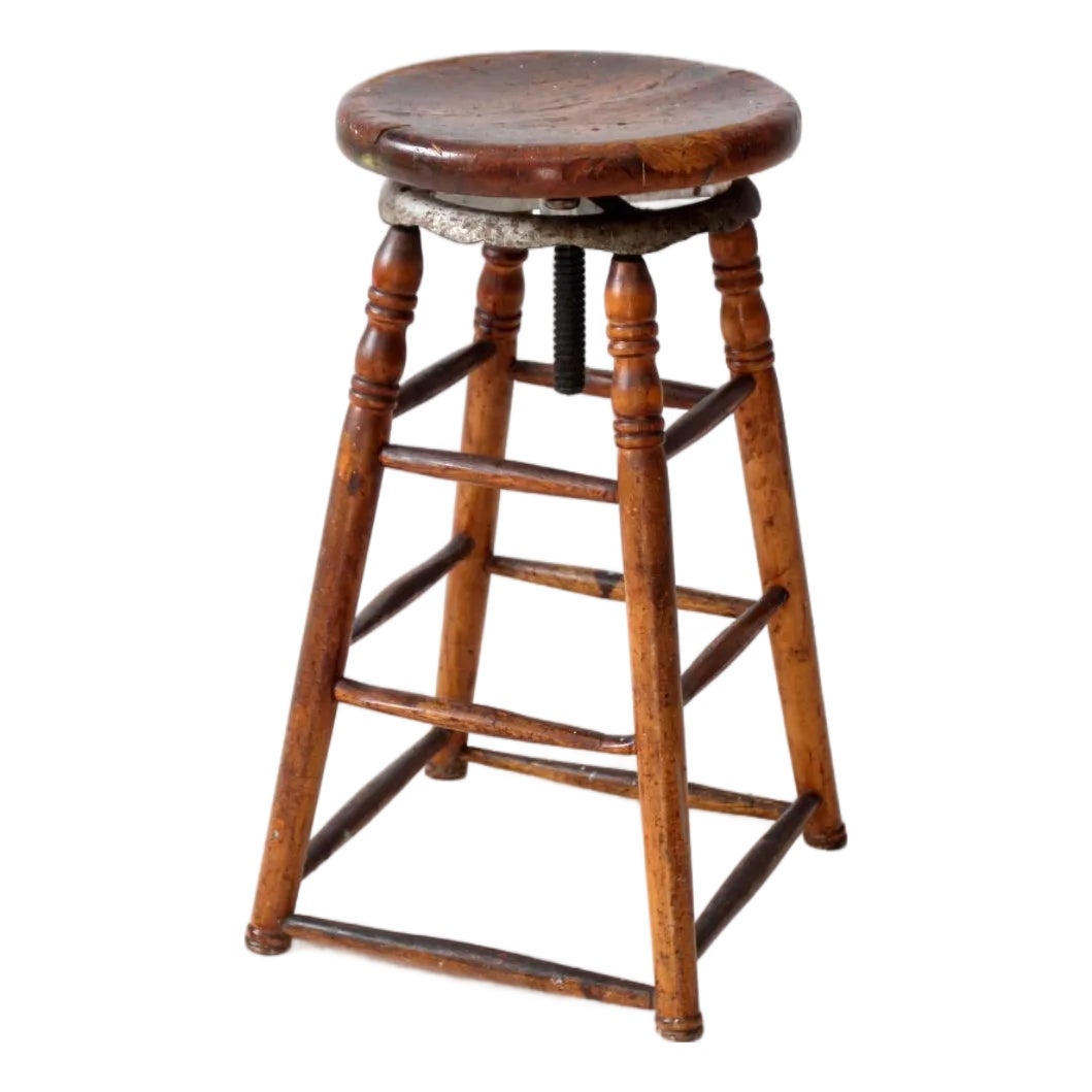 Antique Drafting Stool | Chairish