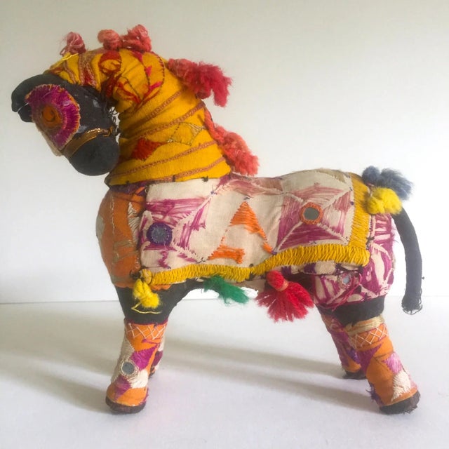 Vintage Mid Century Indian Rajasthan Multicolor Patchwork Fabric Horse ...