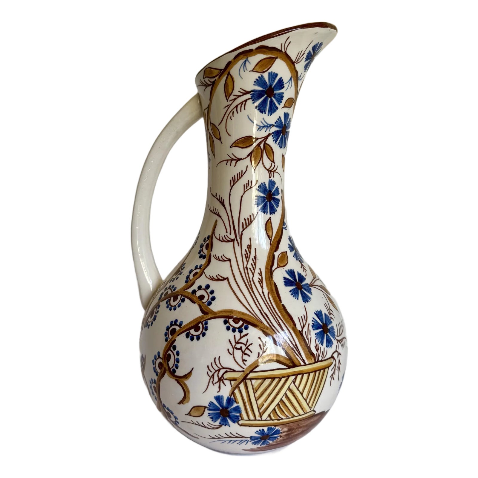Vintage Spanish Hand-Painted Ceramic Pitcher | Chairish