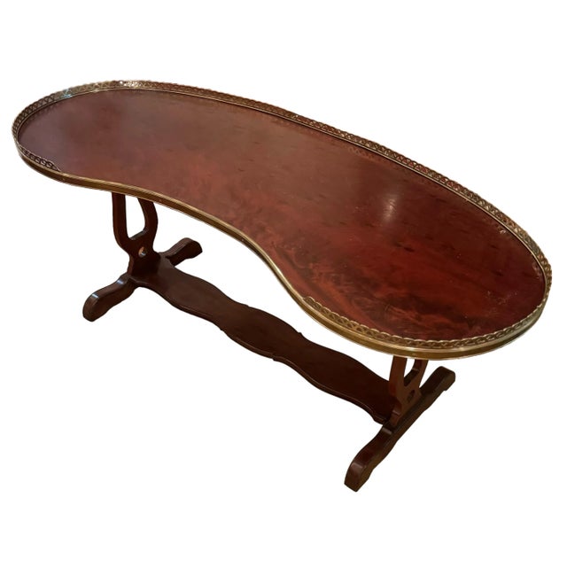 Vintage Traditional Federal Style Mahogany & Burl Wood Kidney Shaped ...