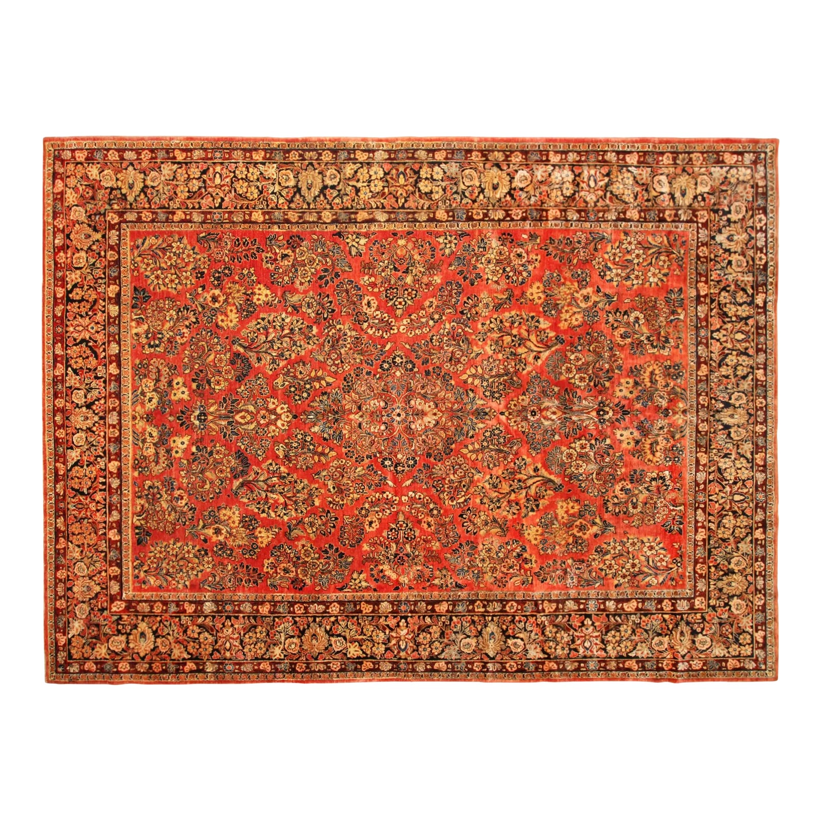 Antique Persian Sarouk Oriental Rug, in Room Size, with Intricate ...
