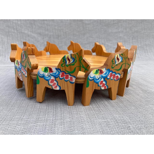 Vintage Dala Horse Cake Stand Serving Tray | Chairish