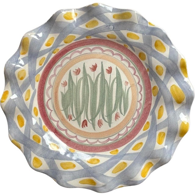 Vintage MacKenzie Childs “Aalsmeer” Decorative Fluted Rim Dinner Plates ...