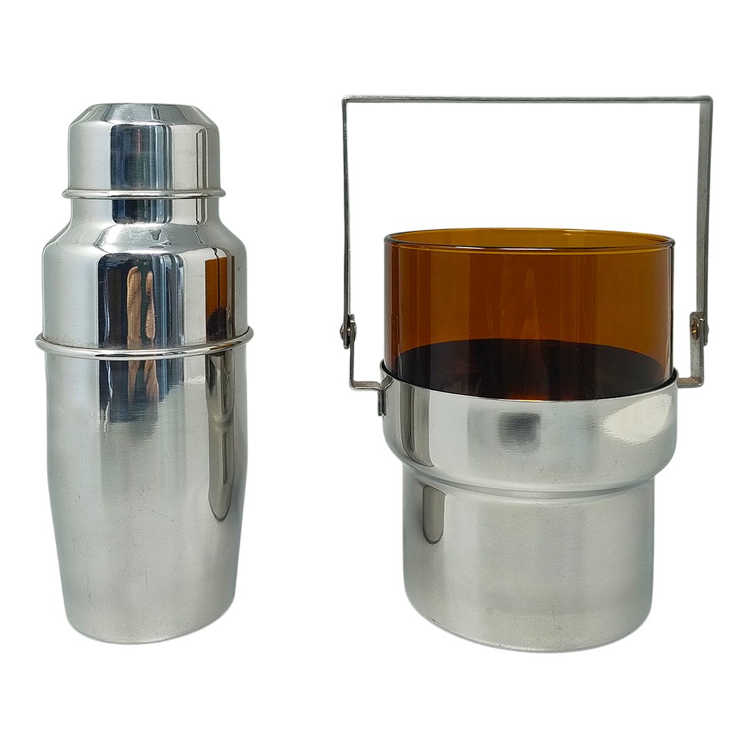 Italian Cocktail Shaker with Ice Bucket by Pran, 1970s, Set of 2 | Chairish