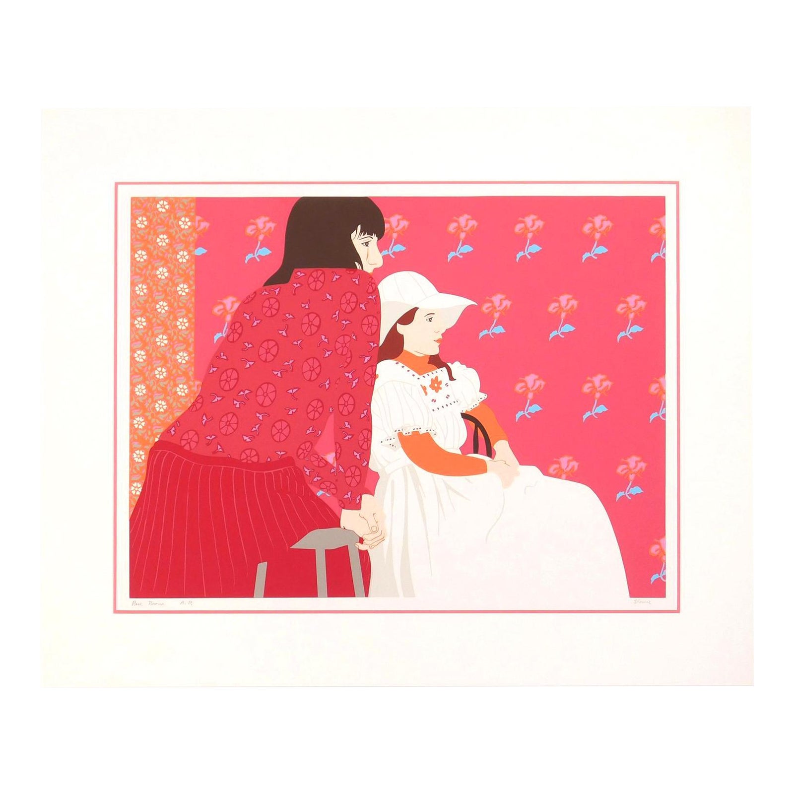1970s Original Signed "Rose Room" by Phyllis Sloane Silkscreen | Chairish