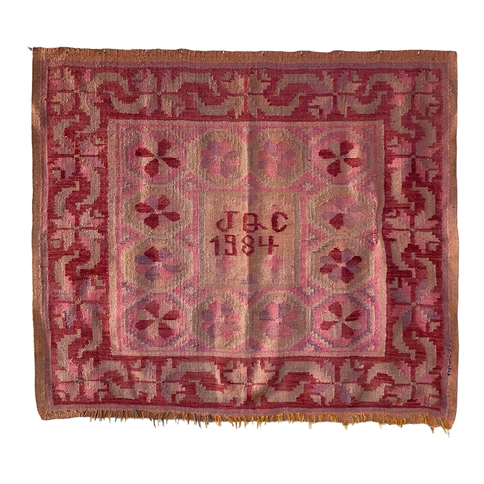 C. 1984 Vintage Peruvian Andean Folk Art Textile With Floral Medallions ...