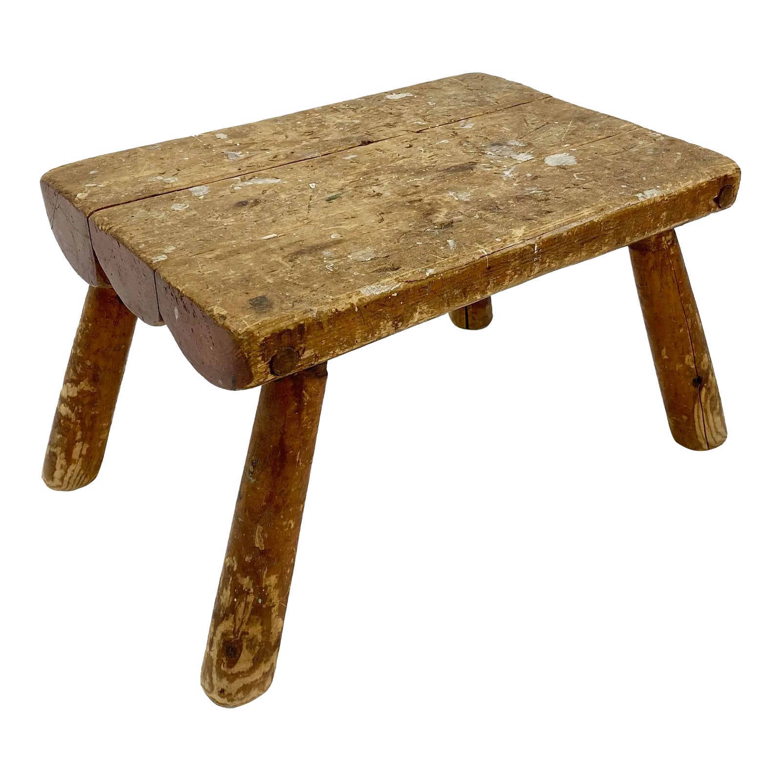 Vintage Primitive Split Wood Log Stool | Chairish