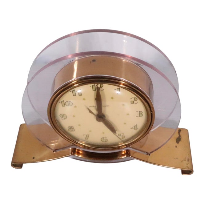Art Deco Lucite and Brass Rapture Clock C 1930's | Chairish