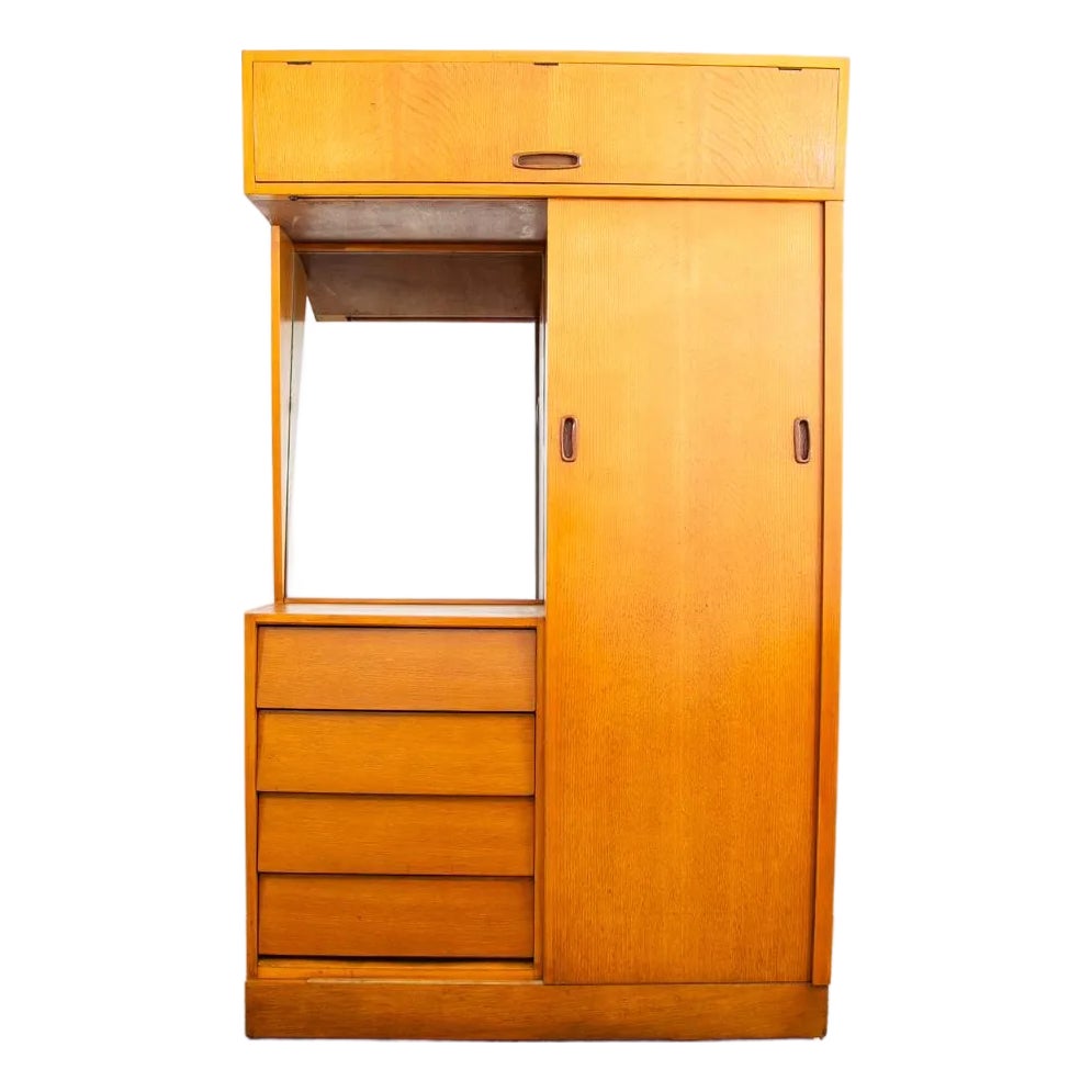 1960s Mid Century Danish Cabinet Armoire Vanity Wardrobe Closet Oak ...