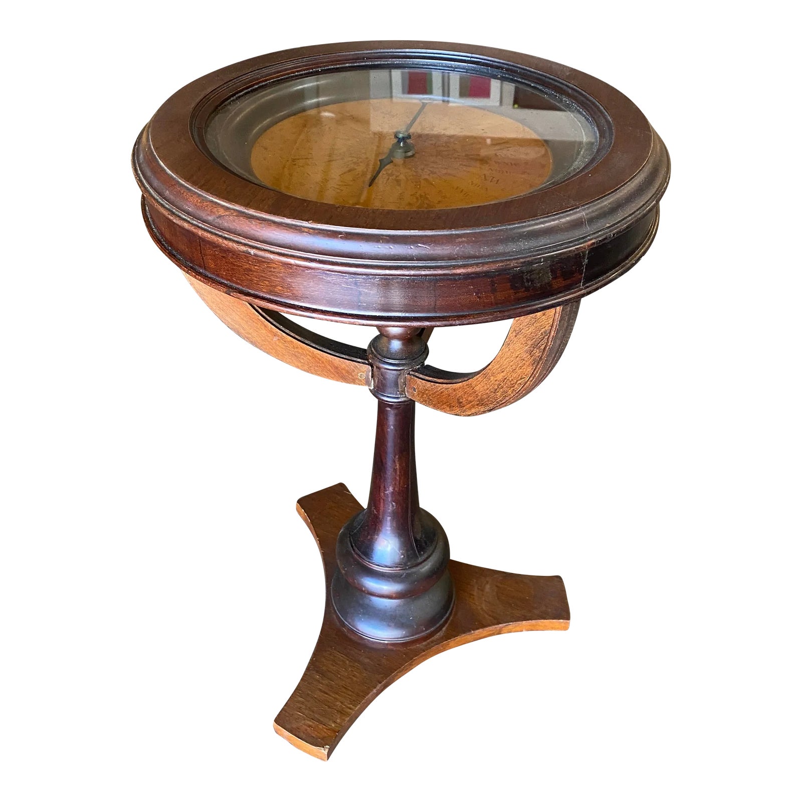 Neoclassic Dark Oak Compass Side Smoking Table | Chairish