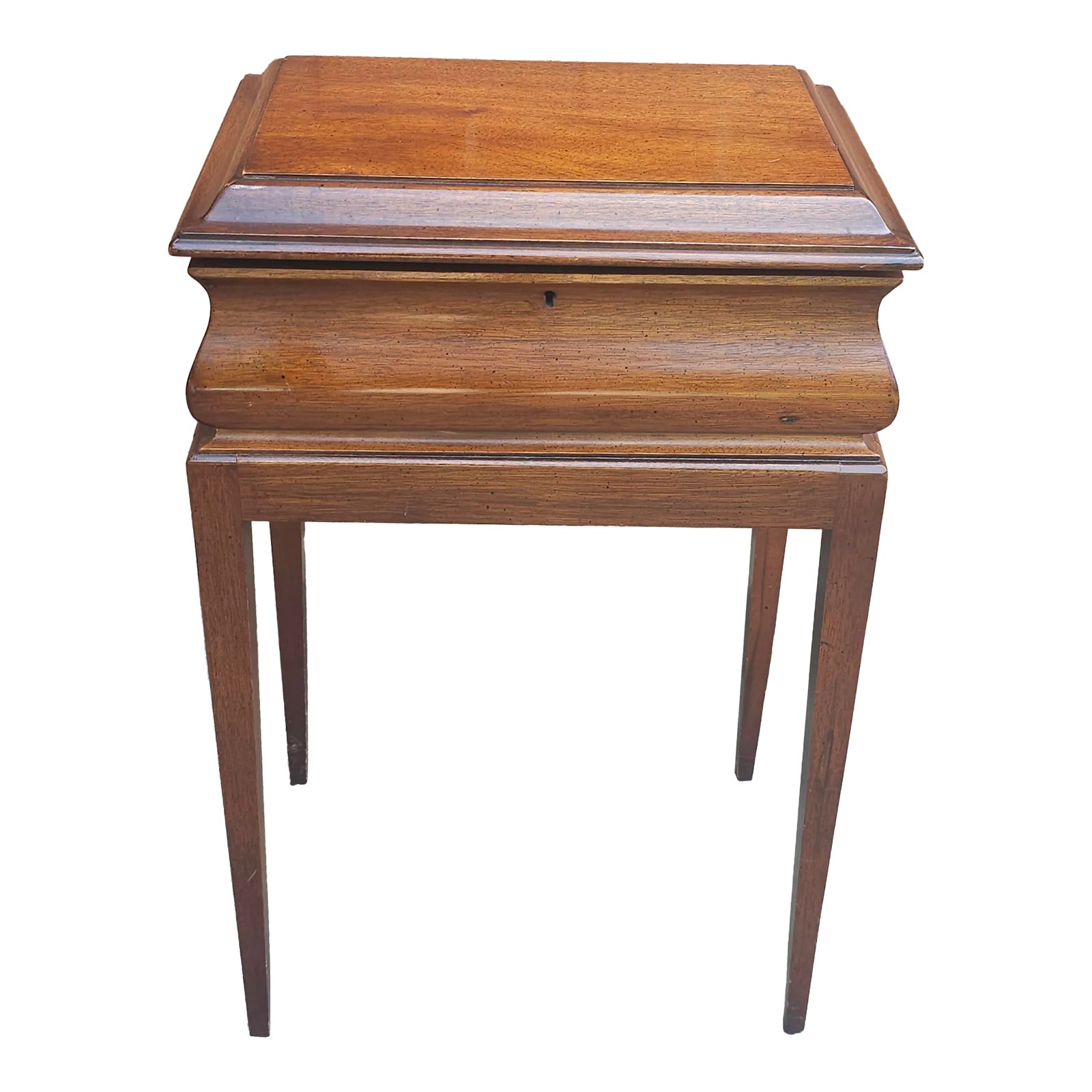 Brandt Furniture Mid Century Mahogany Wood Box on Stand | Chairish
