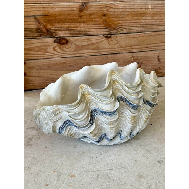 Vintage Coastal Clam Shell Cast Resin Decorative Bowl | Chairish