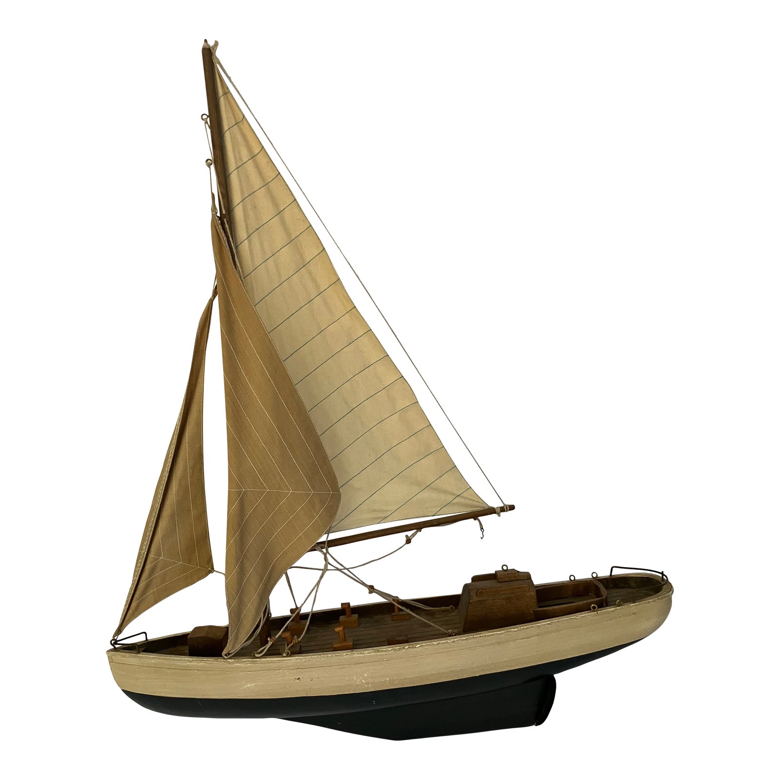 Vintage English Pond Sailing Sloop Boat | Chairish