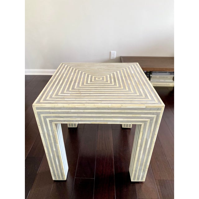 Bone and Resin Striped Mod Side Table Malena Stripped Side Table by ...