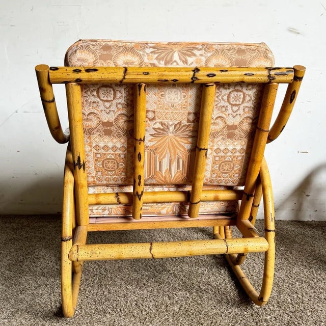 Boho Chic Bamboo Lounge Chair With Ottoman | Chairish