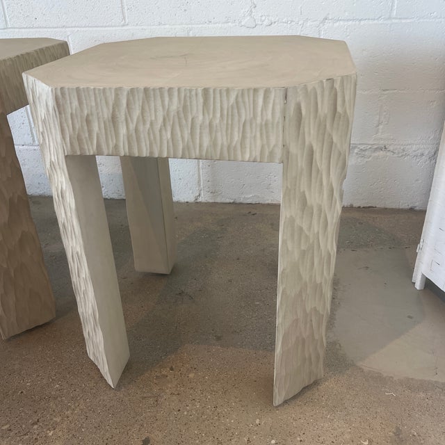 Faux Bois Pair of Bliss Studio Pilar Accent Tables | Chairish