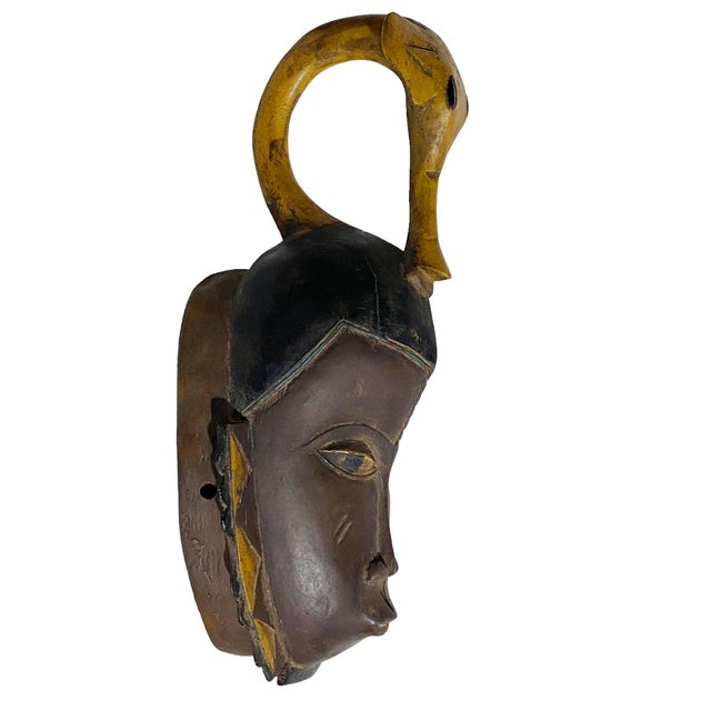 African Guru Portrait Bird Mask Cote d'Ivoire 14" H | Chairish