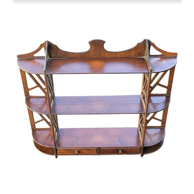 1940's Chippendale Mahogany Veneer Hanging Wall Shelf With Two Drawers ...