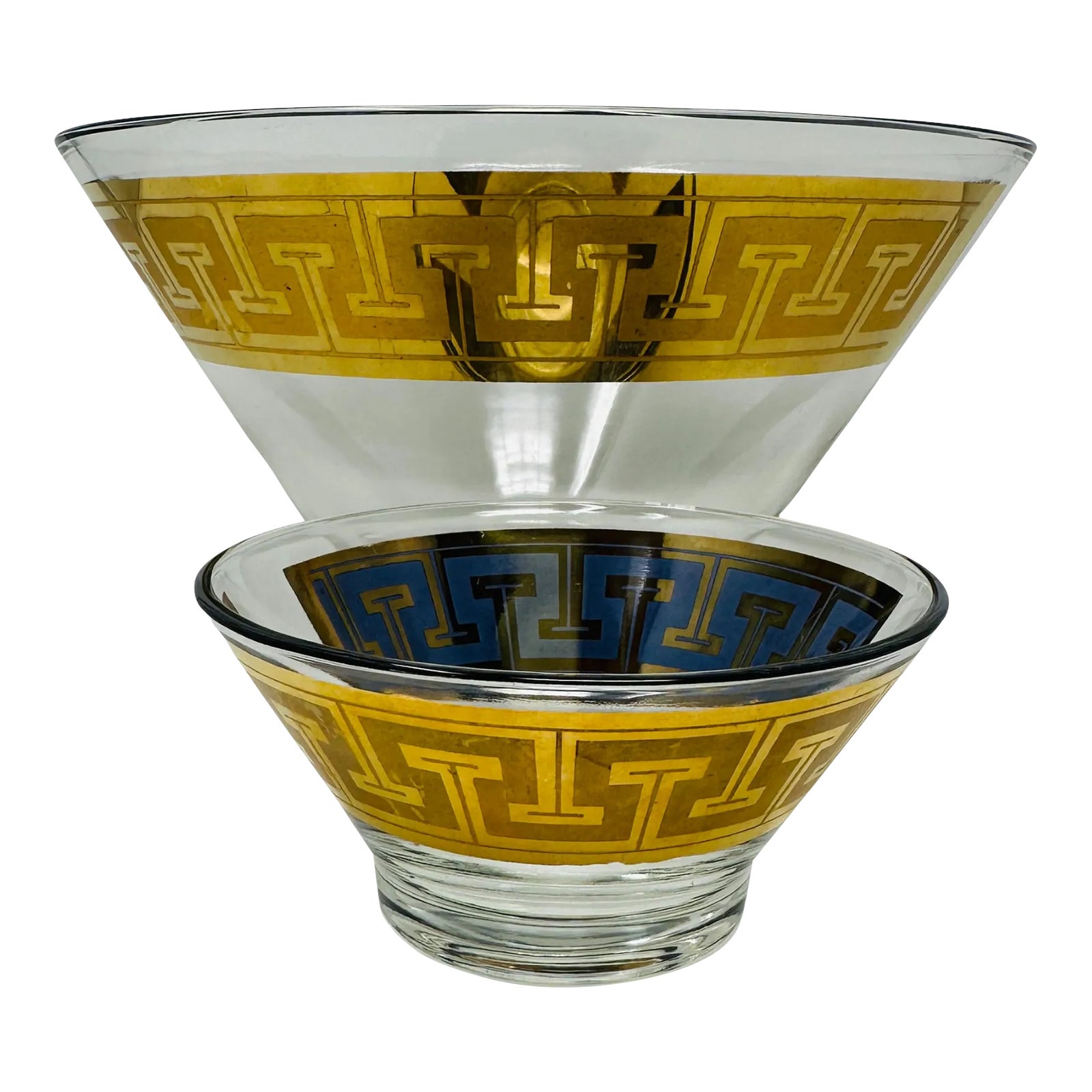 Vintage Gold Greek Key Bowls a Set of 2 | Chairish
