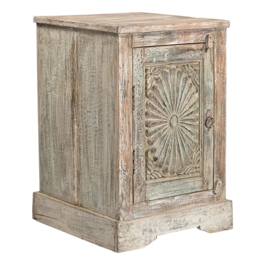 Indian Bleached Teakwood Nightstand | Chairish