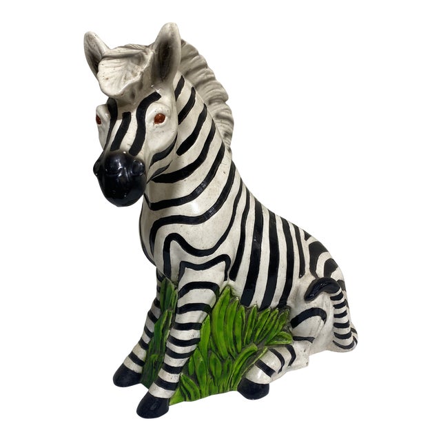 Vintage Hollywood Regency Resin Zebra Sculpture | Chairish