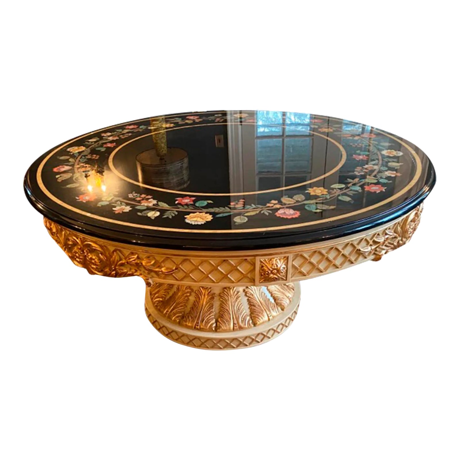 1980s Modern Neoclassical Pietra Dura Style Dining Table | Chairish