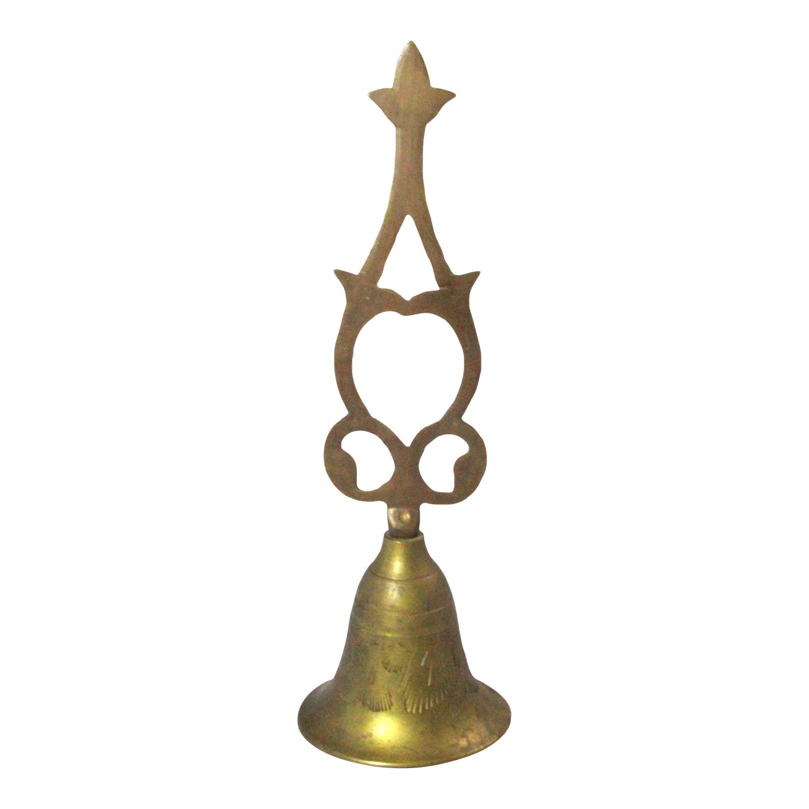Vintage Brass Bell Etched Intricate Handle Open Work Brass India Bell ...