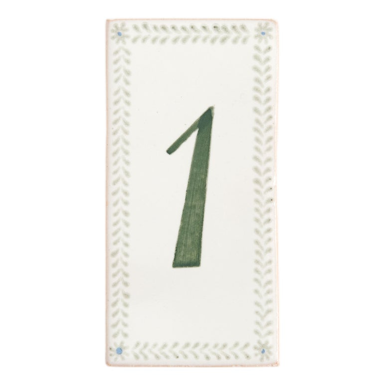 Hand-painted Tile Number, 1 | Chairish