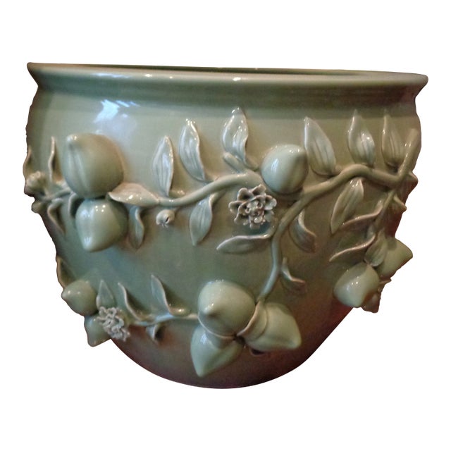 Mid 20th Century Trompe l'Oeil Lemons Celadon Asian-Style Enormous ...