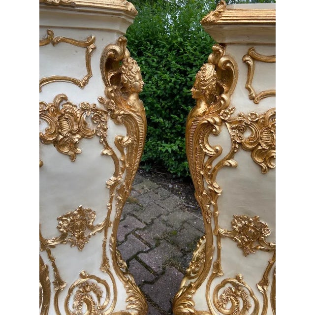 Pair of Late 20th Century Italian Baroque-Style Pedestals in Cream and ...