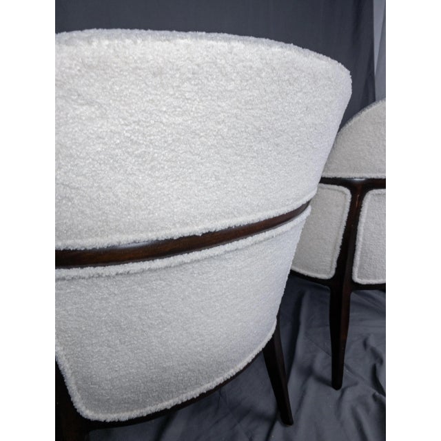 Pair of Edward Wormley Rosewood Janus Lounge Chairs in Bouclé Fabric ...