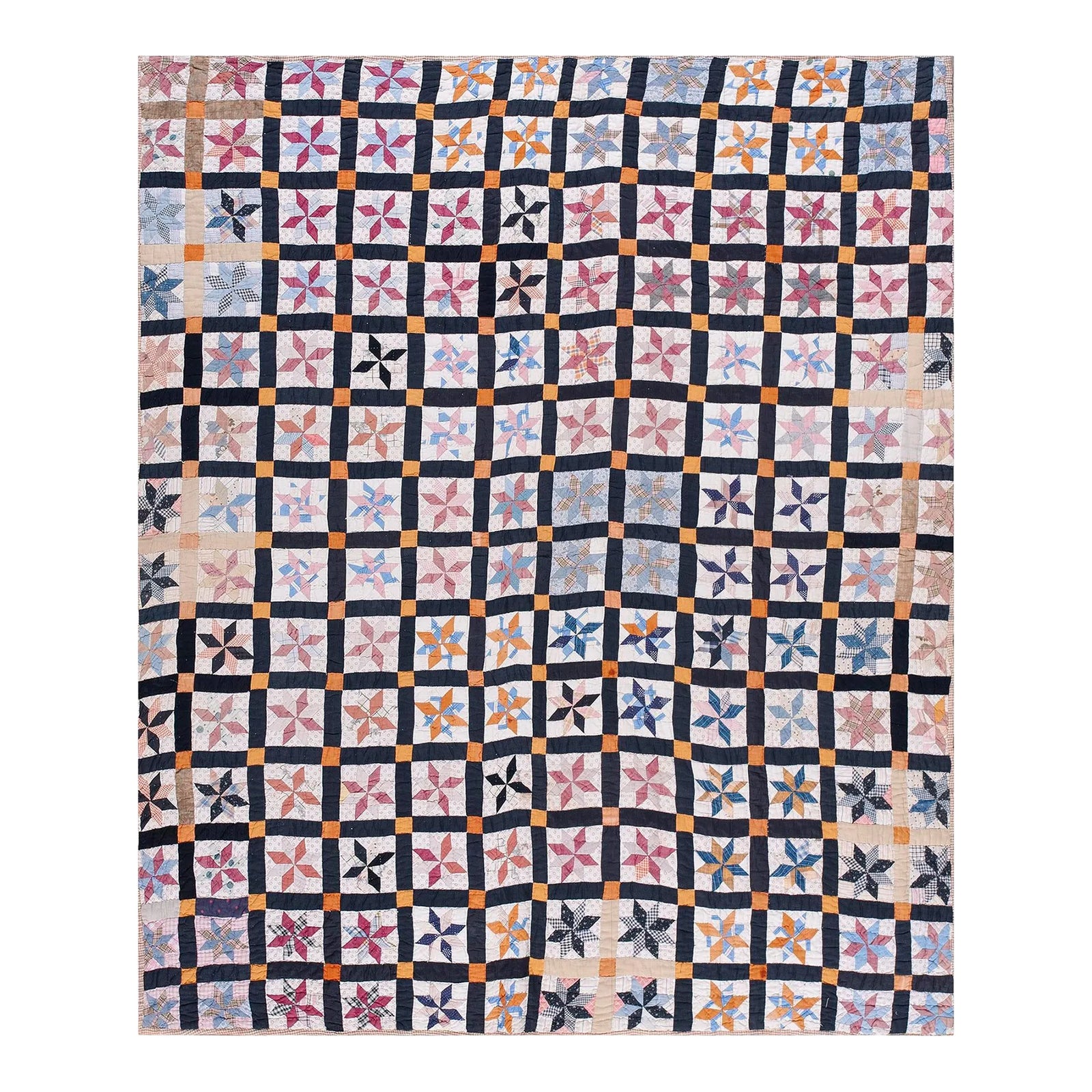 Early 20th Century Antique American Quilt ( 5'3" X 6'5'' - 160 Cm X 195 ...