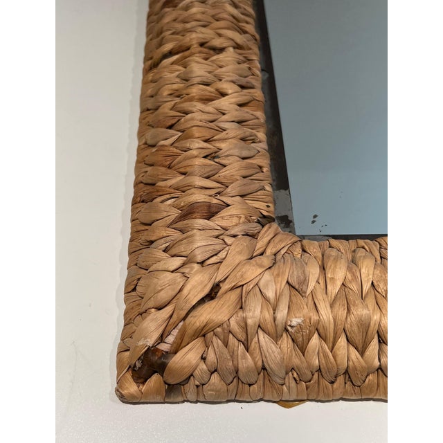 1970s Large Rectangular Rope Mirror | Chairish