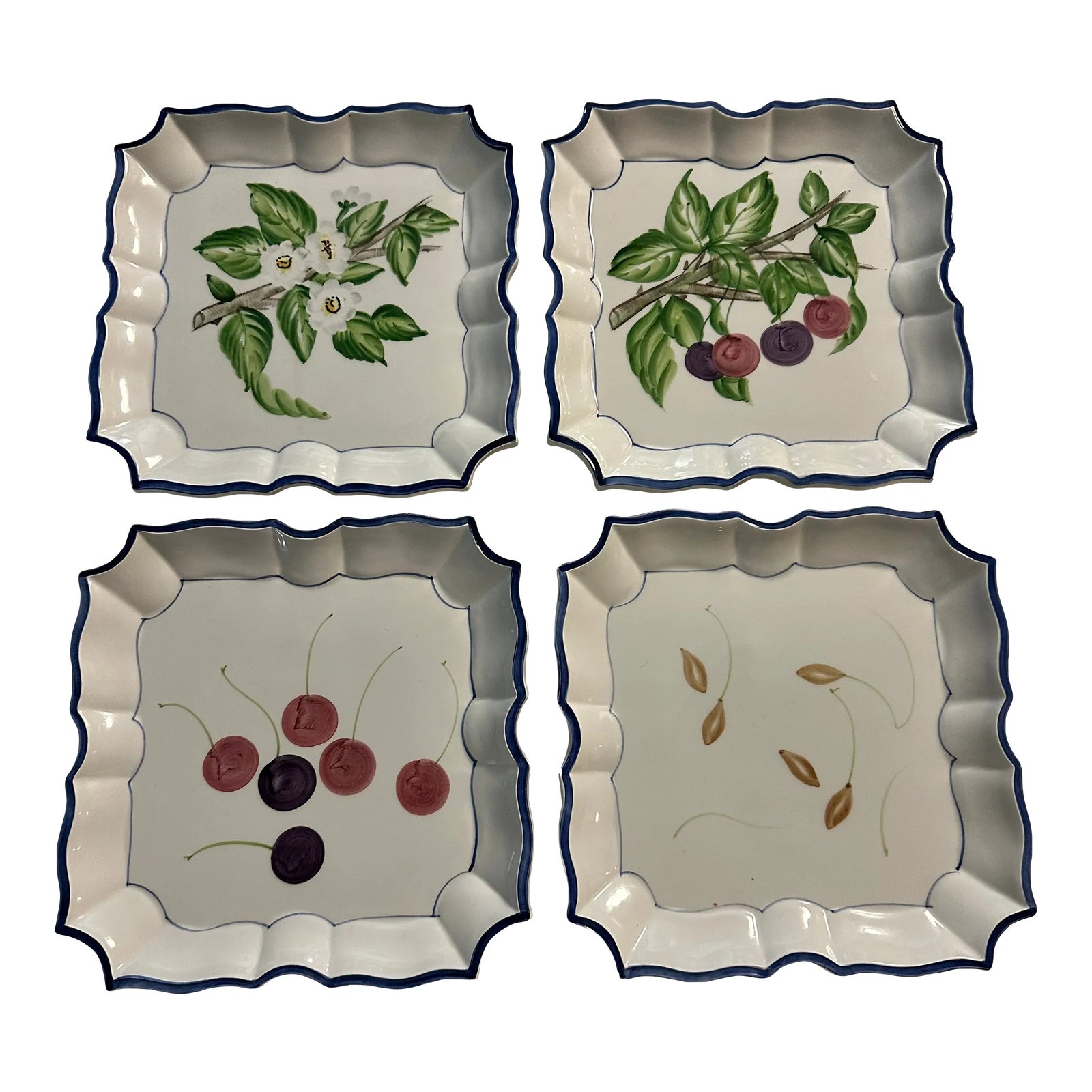 Late 20th Century Vietri Set of 4 Hand Painted Wall Decor Plates ...