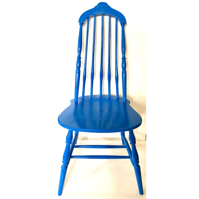 Spindle Back Blue Chair | Chairish