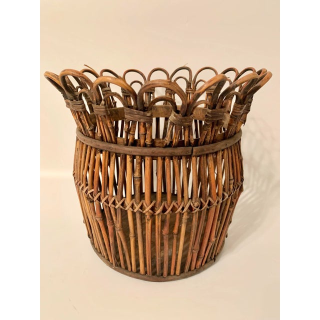 Vintage French Boho Chic Bamboo Planter | Chairish