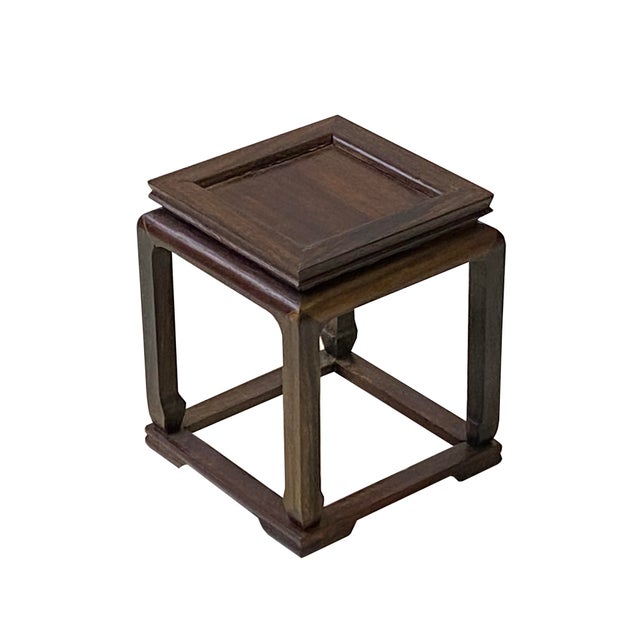 2" Oriental Brown Wood Rectangular Table Top Stand Riser | Chairish