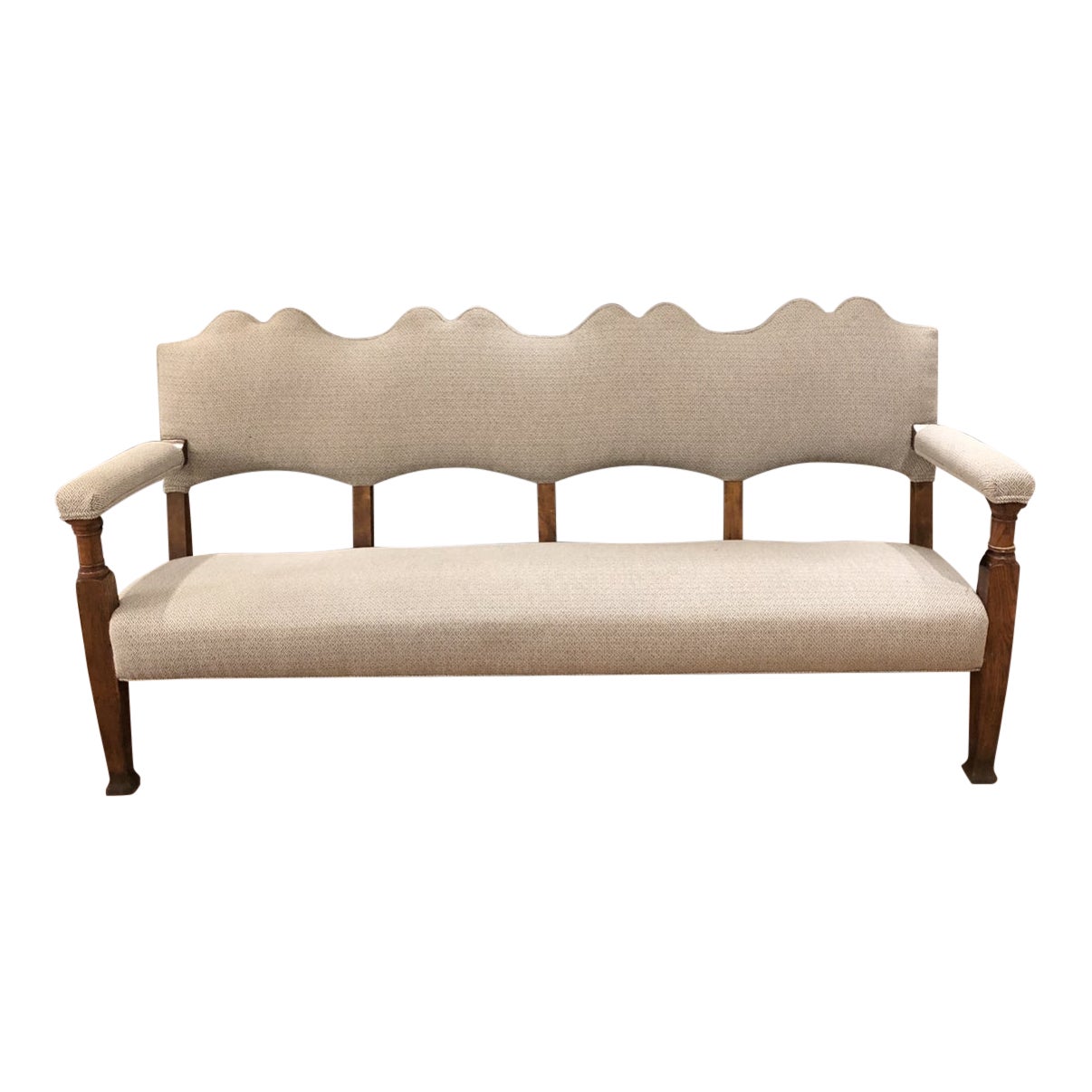 Antique Camel Back Bench With New Crypton Upholstery | Chairish