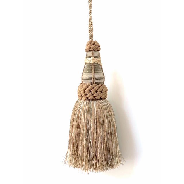 Sage Green Key Tassel With Looped Ruche | Chairish