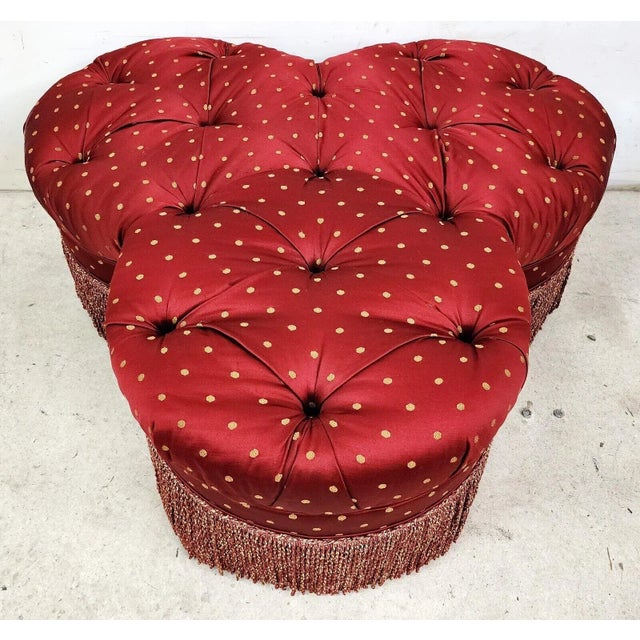 Clover Ottoman Pouf Tufted Hollywood Regency | Chairish